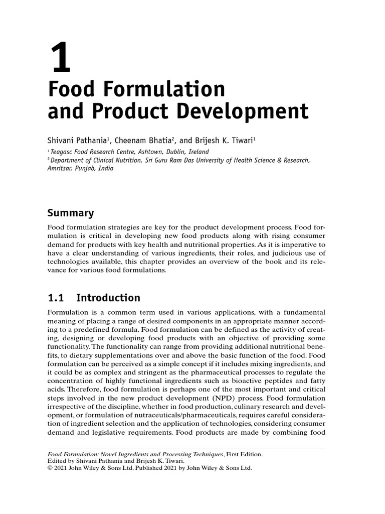 Food Formulation - NPD - Pathania2021 | Download Free PDF | Foods ...