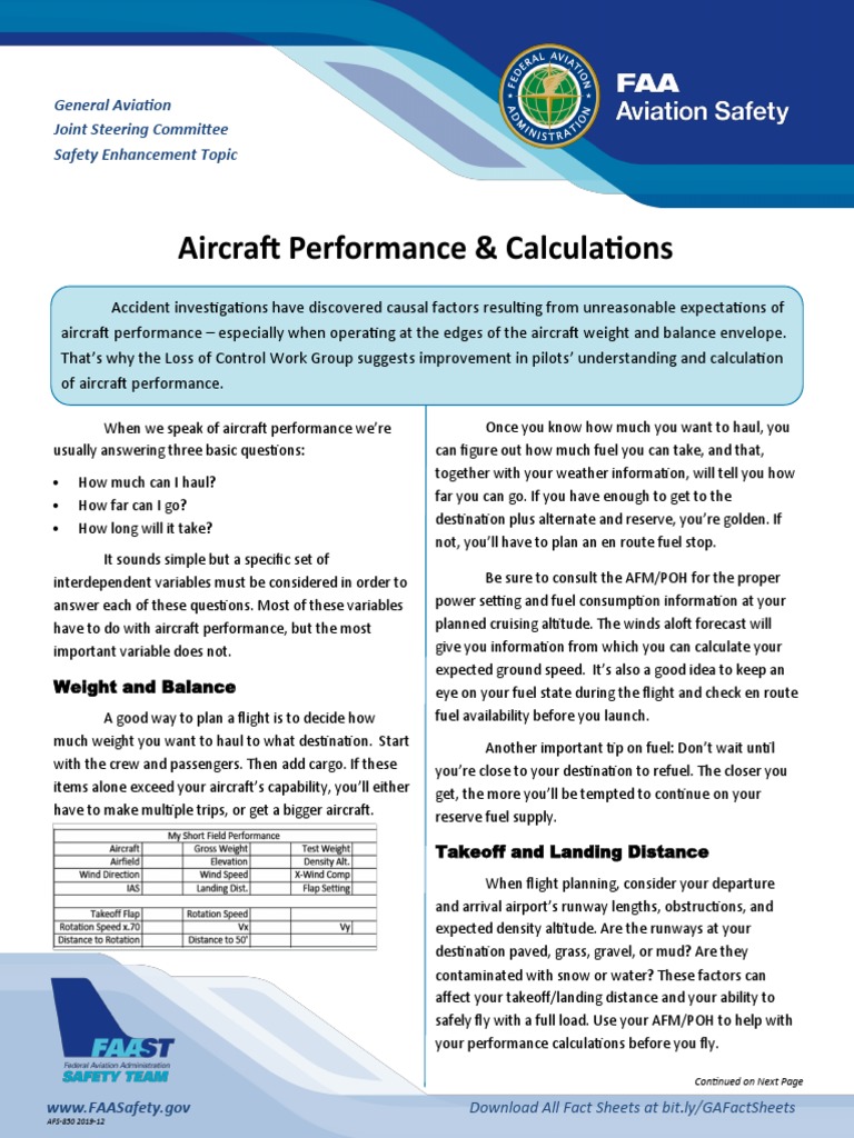 Aircraft Performance & Calculations | PDF | Takeoff | Aircraft
