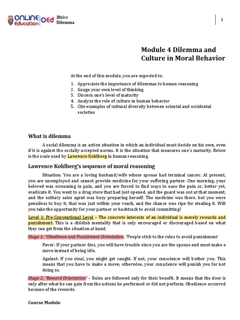 M4 Dilemma and Culture in PDF | PDF | Morality | Conscience