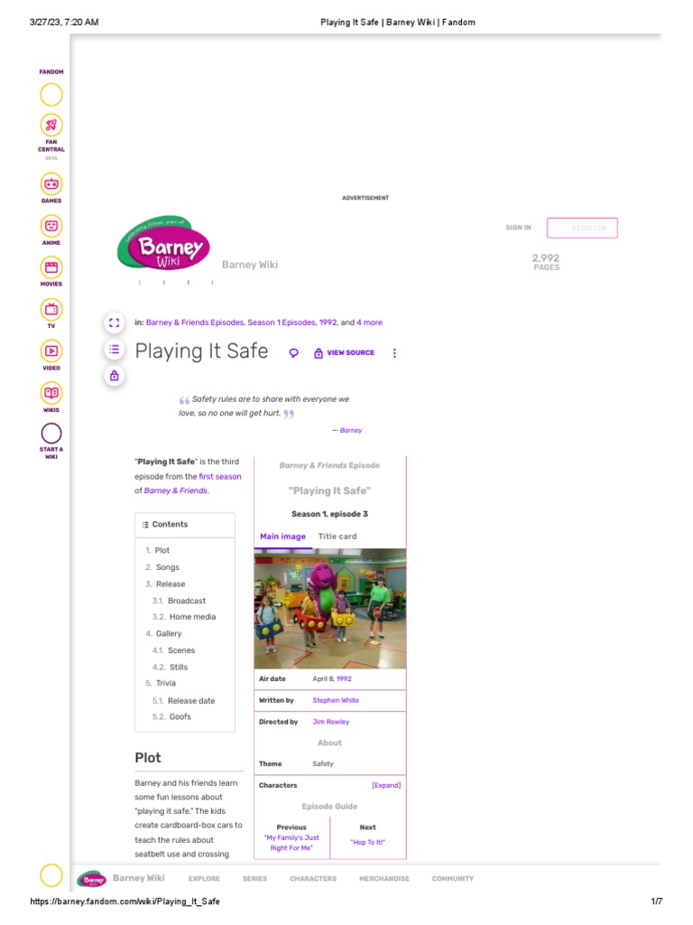 Playing It Safe - Barney Wiki - Fandom | PDF | Fandom