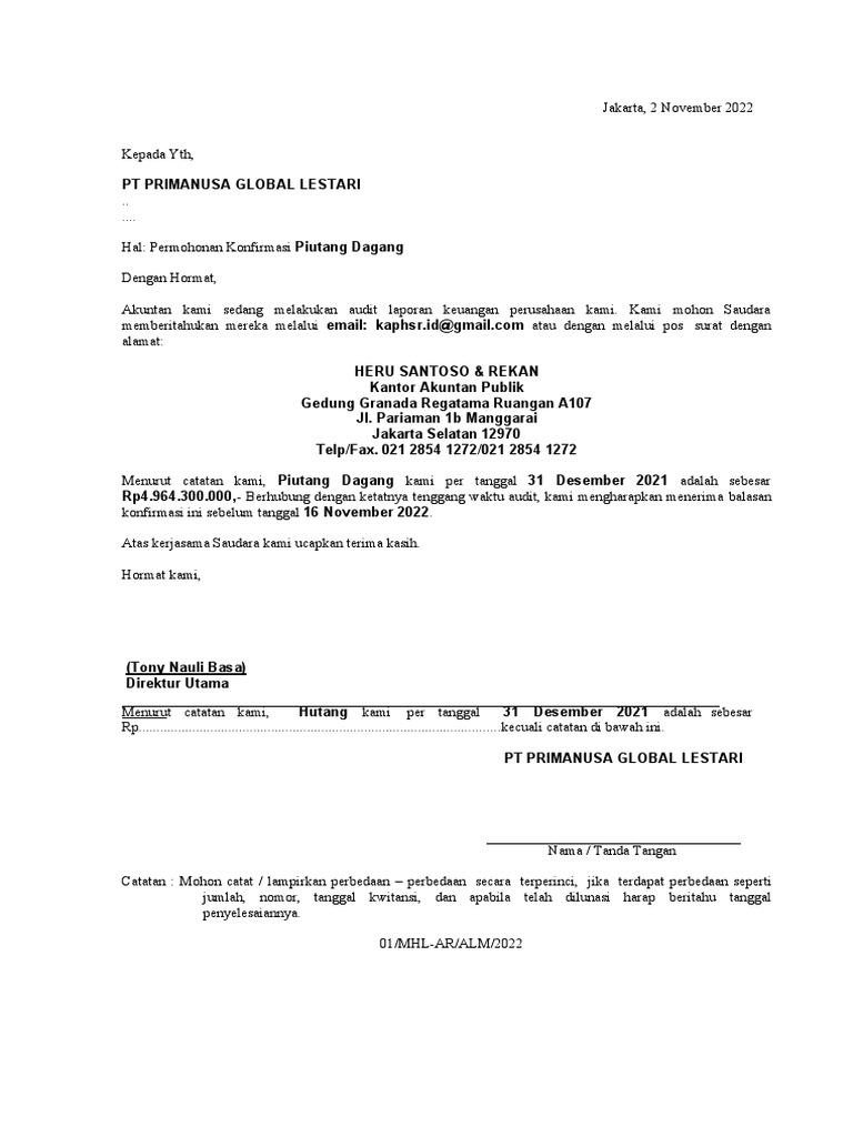 TUGAS TM - 5 Contoh Surat Konfirmasi Piutang RaniSabilla - 11205600004 ... TUGAS TM - 5 Contoh Surat Konfirmasi Piutang RaniSabilla - 11205600004 ...