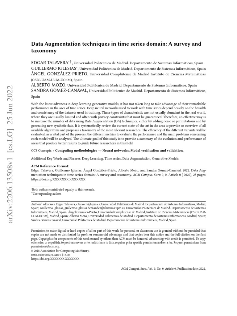 Data Augmentation Techniques in Time Series Domain: A Survey and Taxonomy | PDF | Machine ...