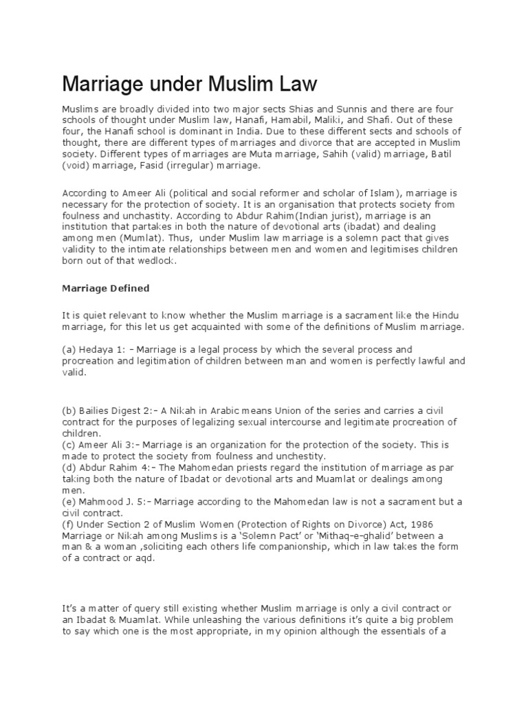 Marriage Under Muslim Law-1 | PDF | Marriage | Sharia