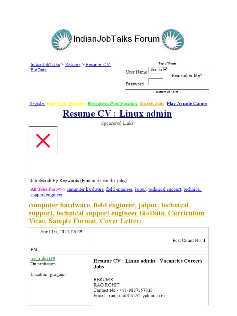 Linux Resumes | PDF | System Administrator | Linux