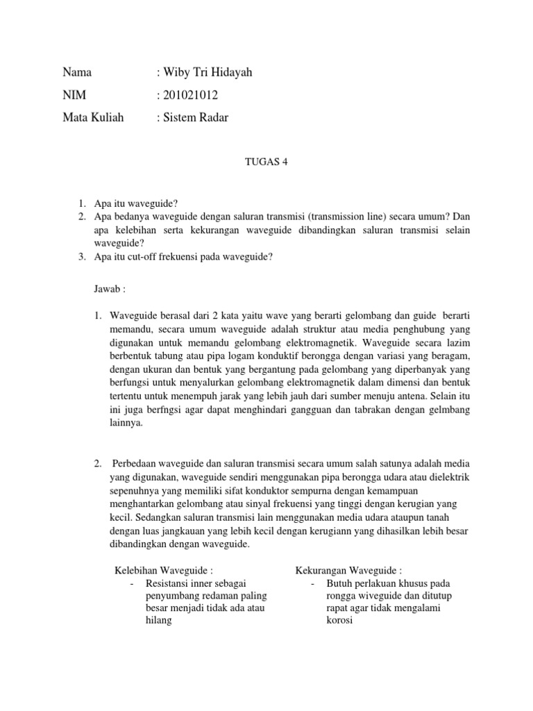 Tugas 4 Sistem Radar | PDF | Sains & Matematika