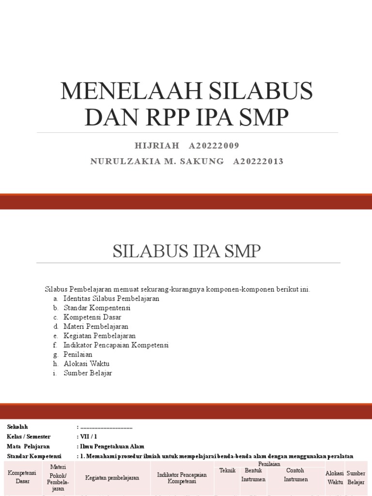 Menelaah Silabus Dan RPP Ipa SMP | PDF