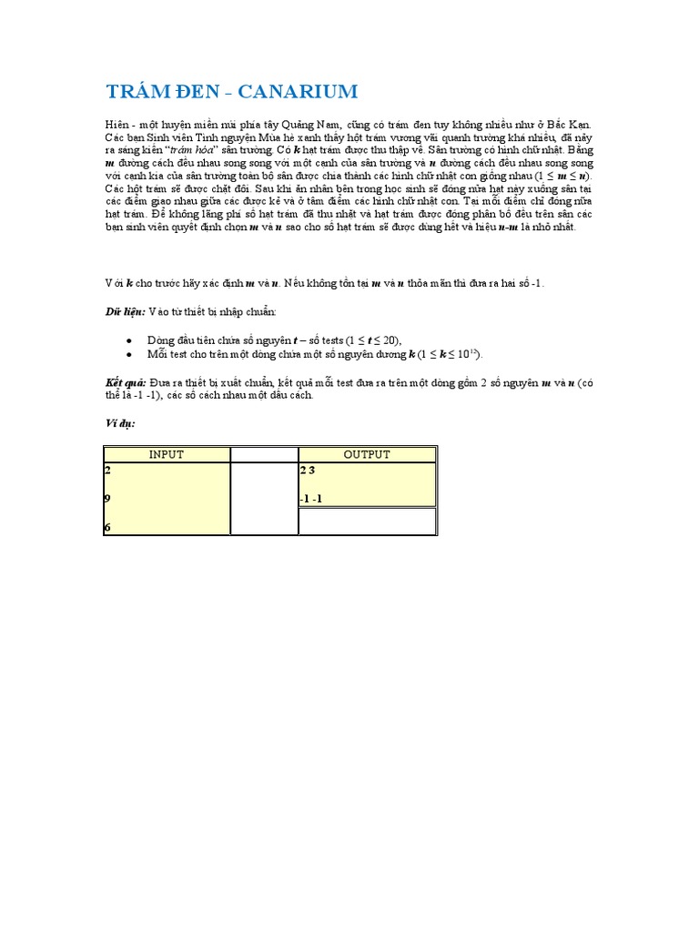 Trám Đen - Canarium: m đường cách đều nhau song song với một cạnh của sân trường và n đường cách ...