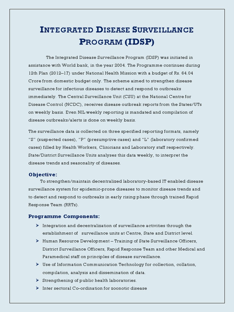 Integrated Disease Surveillance Program | PDF | Health Care | Health Sciences