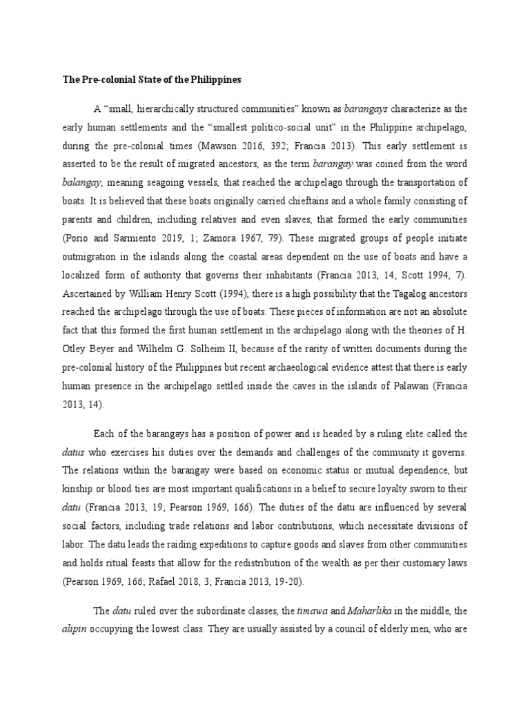 Role of Datus in Pre-colonial Philippines | PDF | Modernization Theory ...