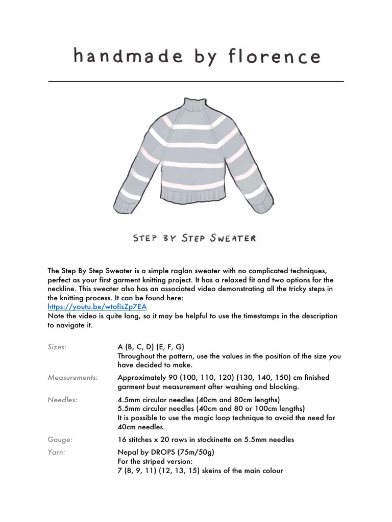 Step by Step Sweater V1 | PDF | Knitting | Gauge (Knitting)