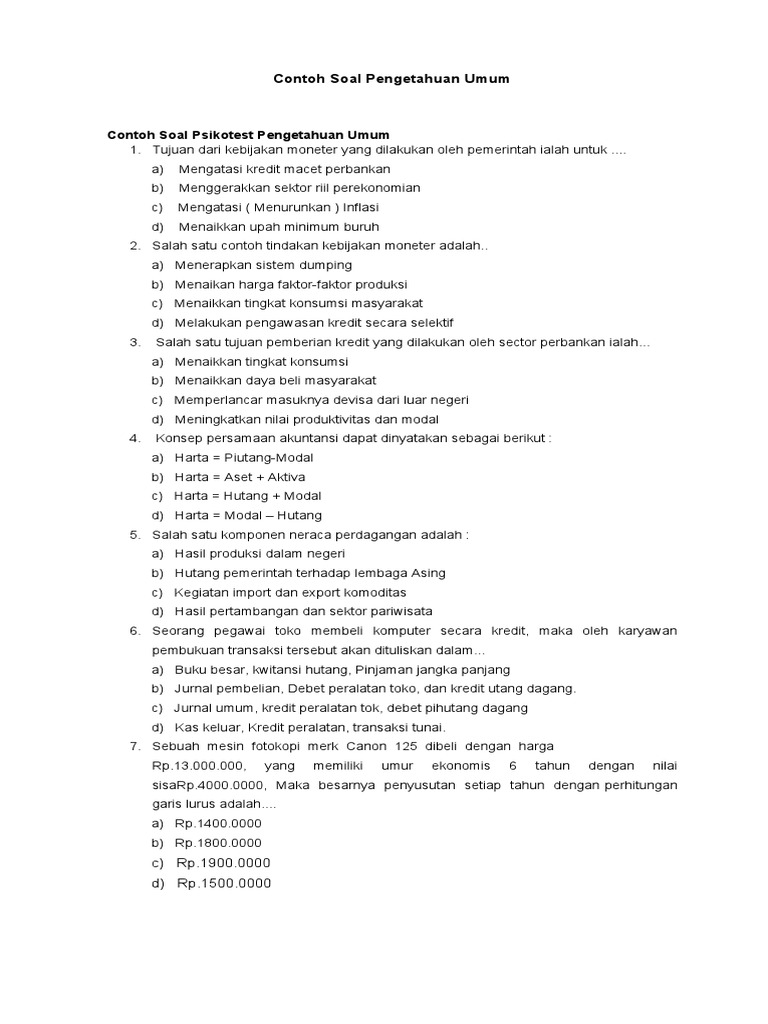 Contoh Soal Cat | PDF