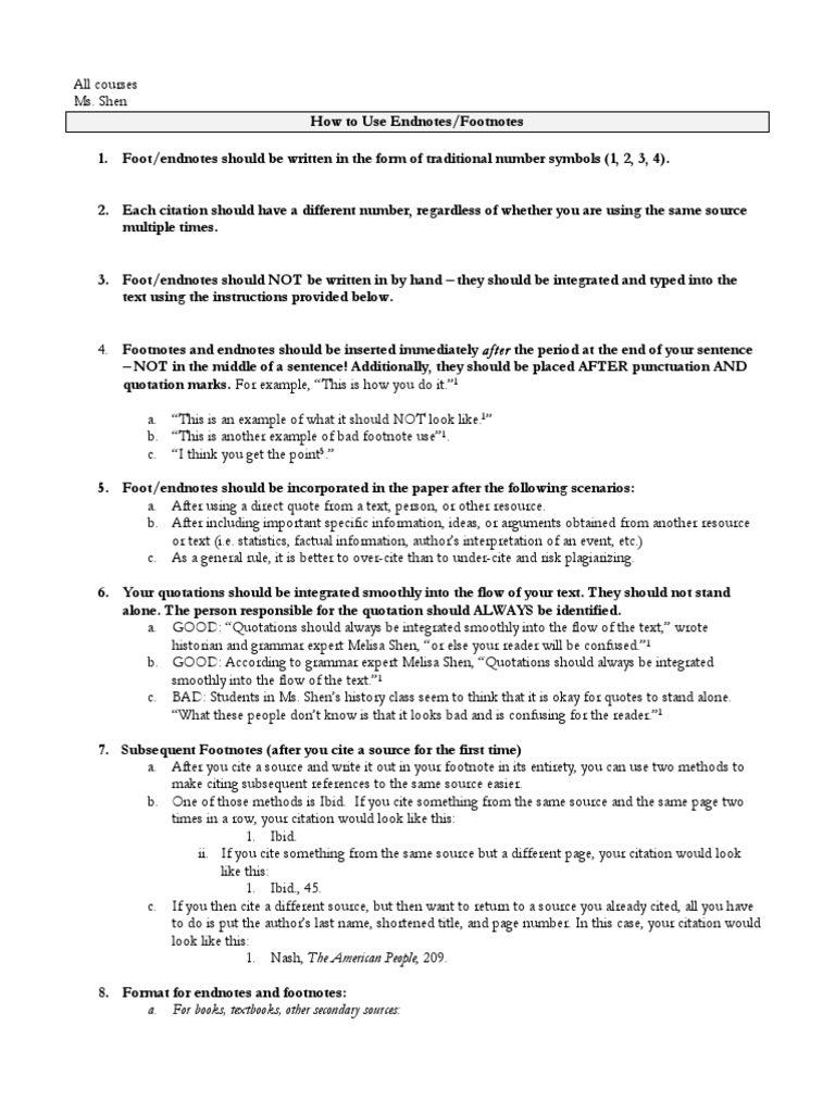 How To Use Endnotes and Footnotes | PDF | Note (Typography) | Citation