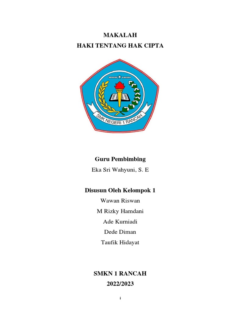 Makalah HAKI Tentang Hak Cipta (Kelompok 1) | PDF