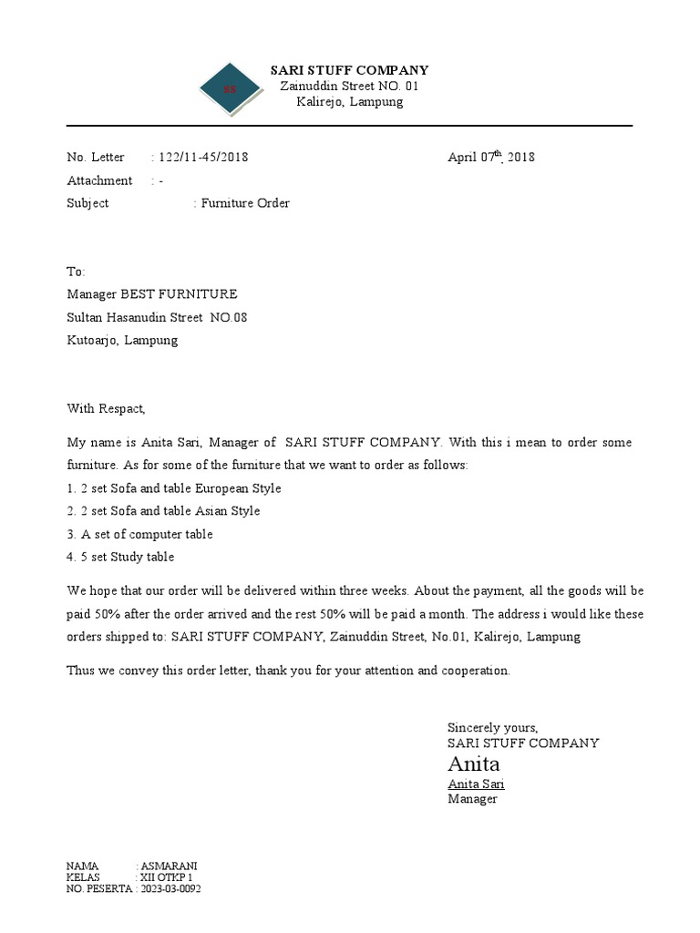 Surat Dalam Bahasa Inggris | PDF