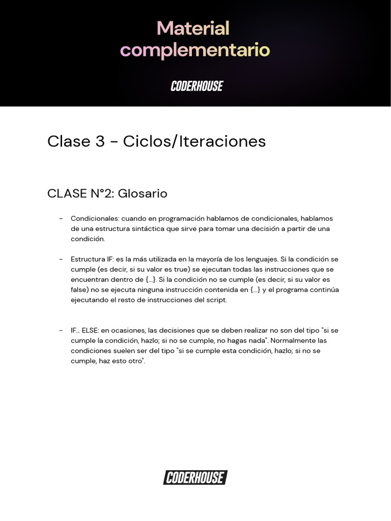 Clase 3 - Matrial - Complementario - Ciclos - Iteraciones | PDF | Algoritmos | Ingeniería de ...