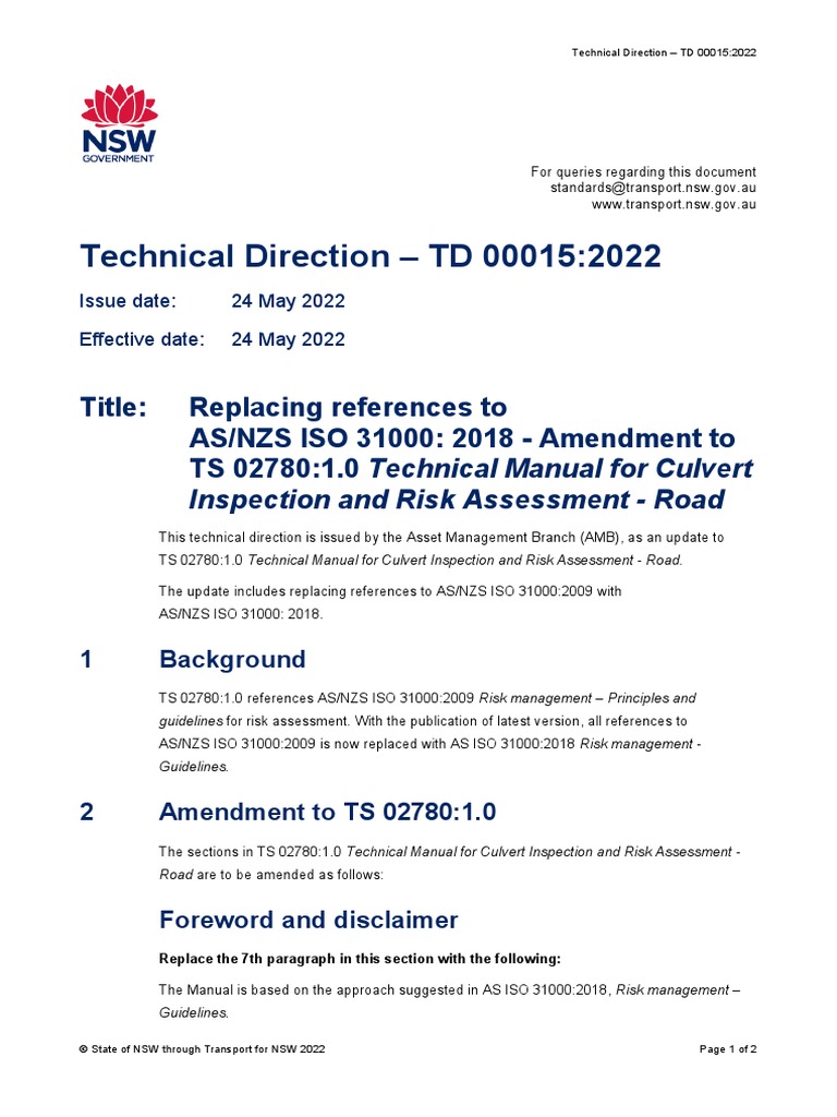 Ts 02780 Culvert Inspection Risk Assessment Technical Manual | PDF ...