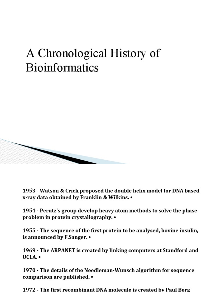 Bioinformatics History of Bioinformatics | PDF | Dna Sequencing ...