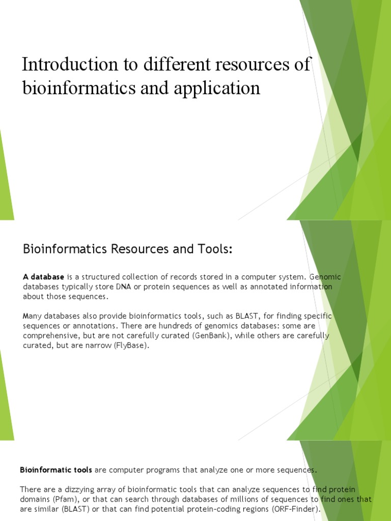 Introduction To Different Resources of Bioinformatics and Application PDF | PDF | Sequence ...