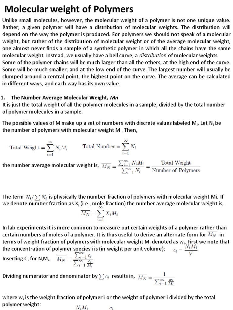 Molecular Weight of Polymers-16 | PDF | Polymers | Mole (Unit)