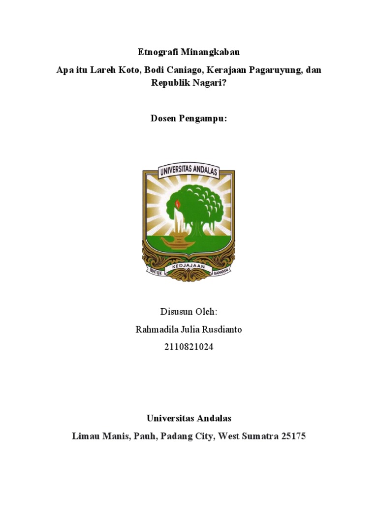 Etnografi Lareh Koto dan Bodi Caniago | PDF
