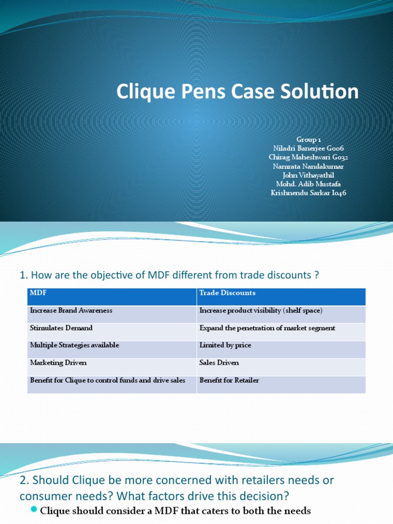 Clique Pens Case Study Solution | PDF | Retail | Marketing