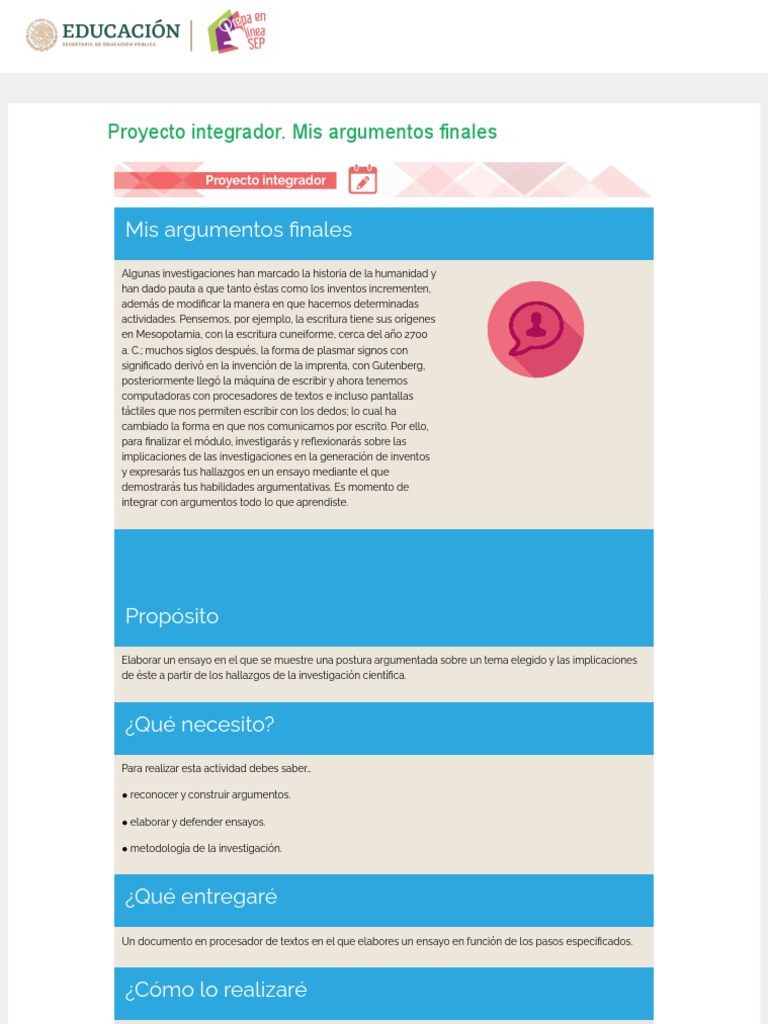 Módulo 5 G44 - Proyecto Integrador. Mis Argumentos Finales | PDF | Plagio | Ensayos