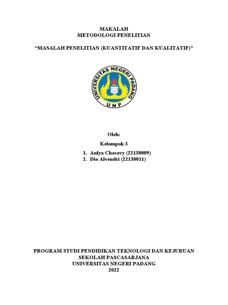 Kelompok 3. Masalah Penelitian - Aulya Dan Dio PDF | PDF | Karier & Perkembangan | Komputer