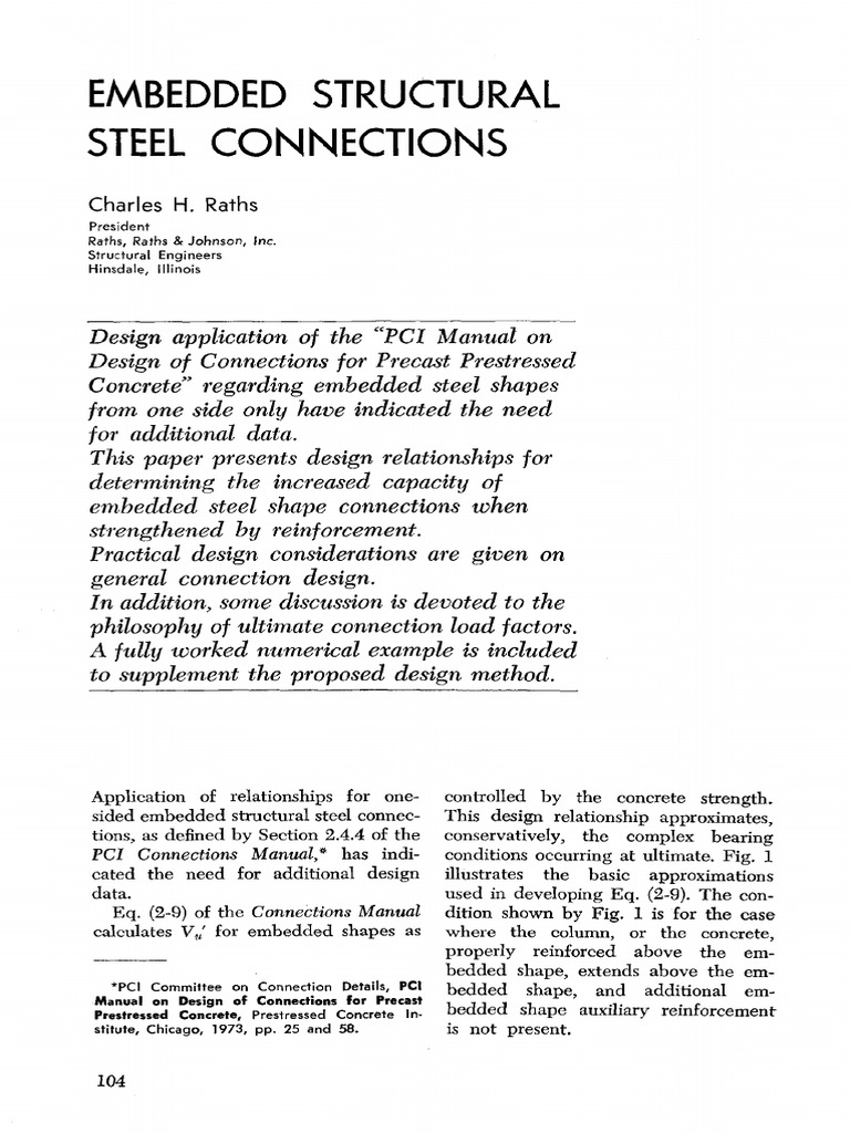Embedded Structural Steel Connections PDF | PDF | Concrete ...