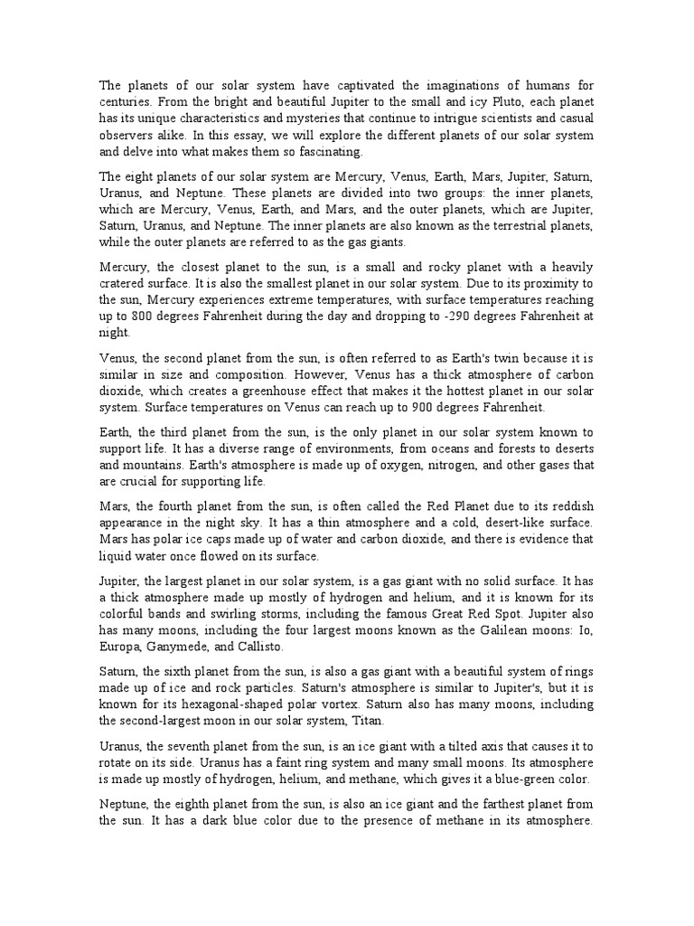 The Planets of Our Solar System | PDF | Solar System | Planets