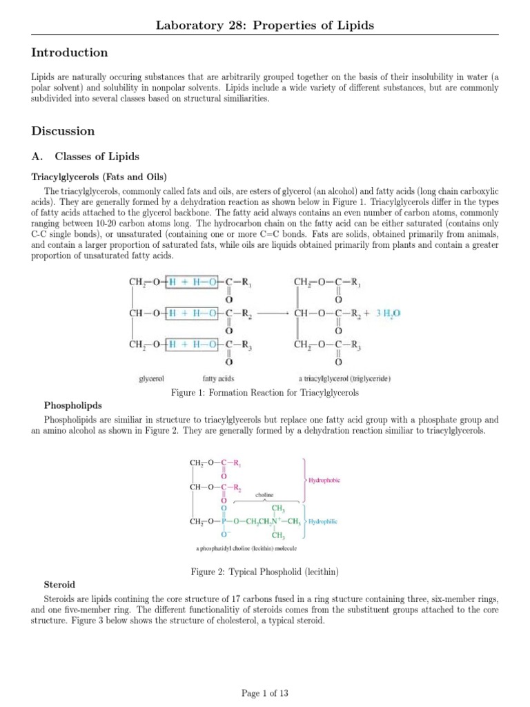 Laboratory Properties of Lipids | PDF | Triglyceride | Fatty Acid
