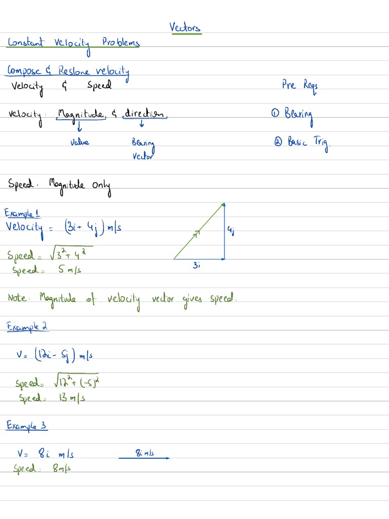 Vectors (Constant Velocity) | PDF | Velocity | Speed