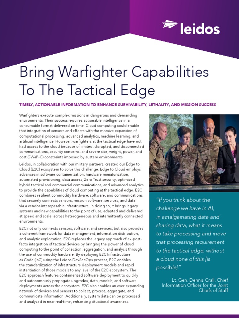 Bring Warfighter Capabilities To The Tactical Edge | PDF | Cloud ...