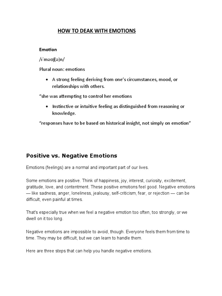 How To Deal With Emotions | PDF | Feeling | Emotions