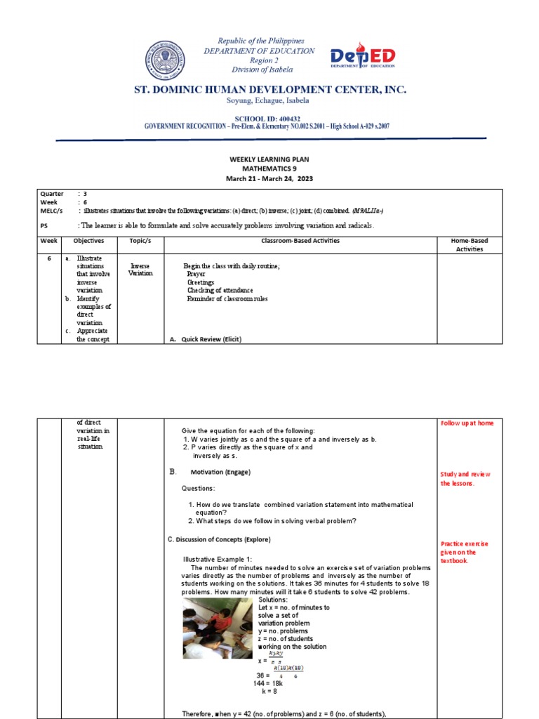 Solving Problems Involving Direct, Inverse, and Combined Variation ...