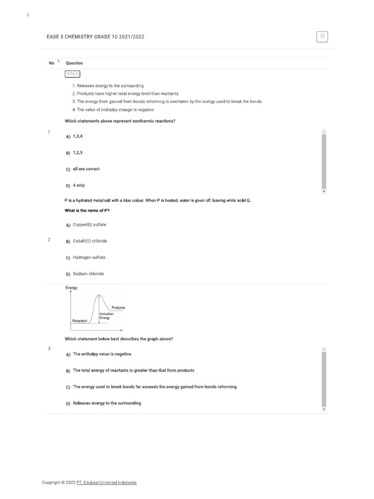 Ease 3 Chemistry Grade 10 | PDF
