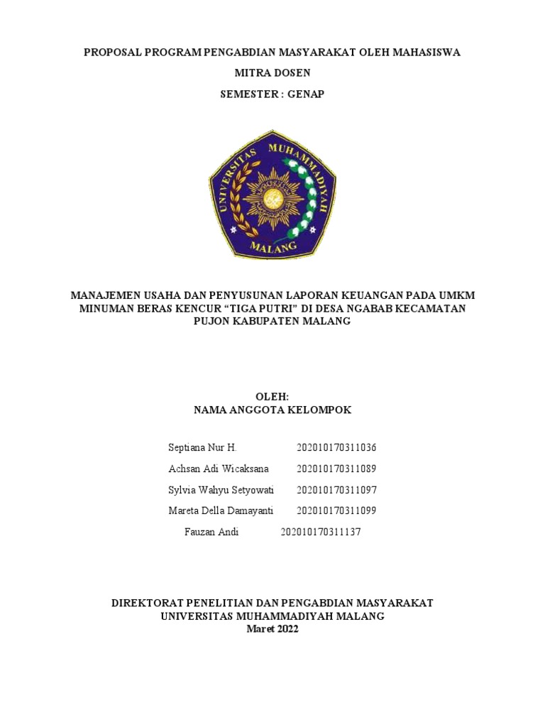 Proposal Mitra Dosen Bu Masyiah | PDF Proposal Mitra Dosen Bu Masyiah | PDF
