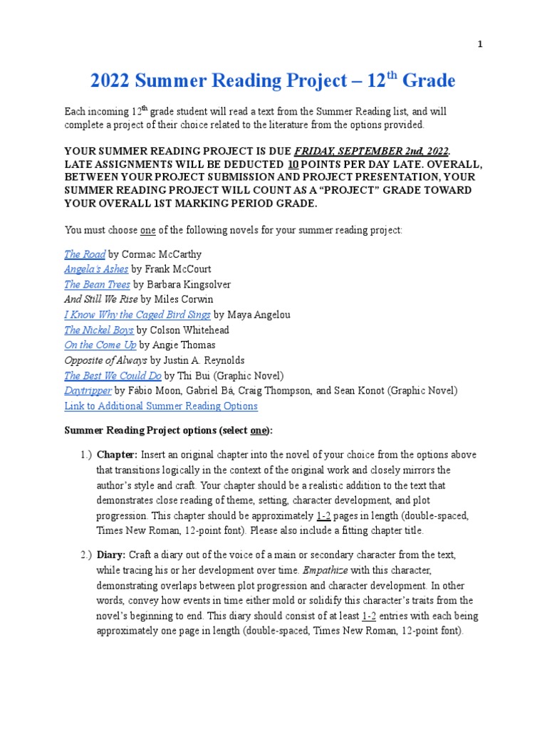 2022 Summer Reading Project (Modified For Students With IEPs) - 12th ... 2022 Summer Reading Project (Modified For Students With IEPs) - 12th ...