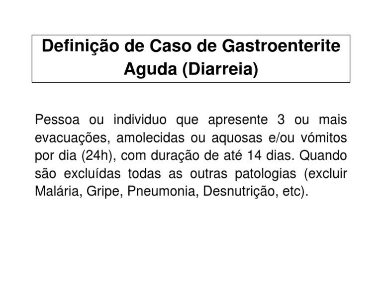 Definição de Caso de Gastroenterite Aguda PDF | PDF