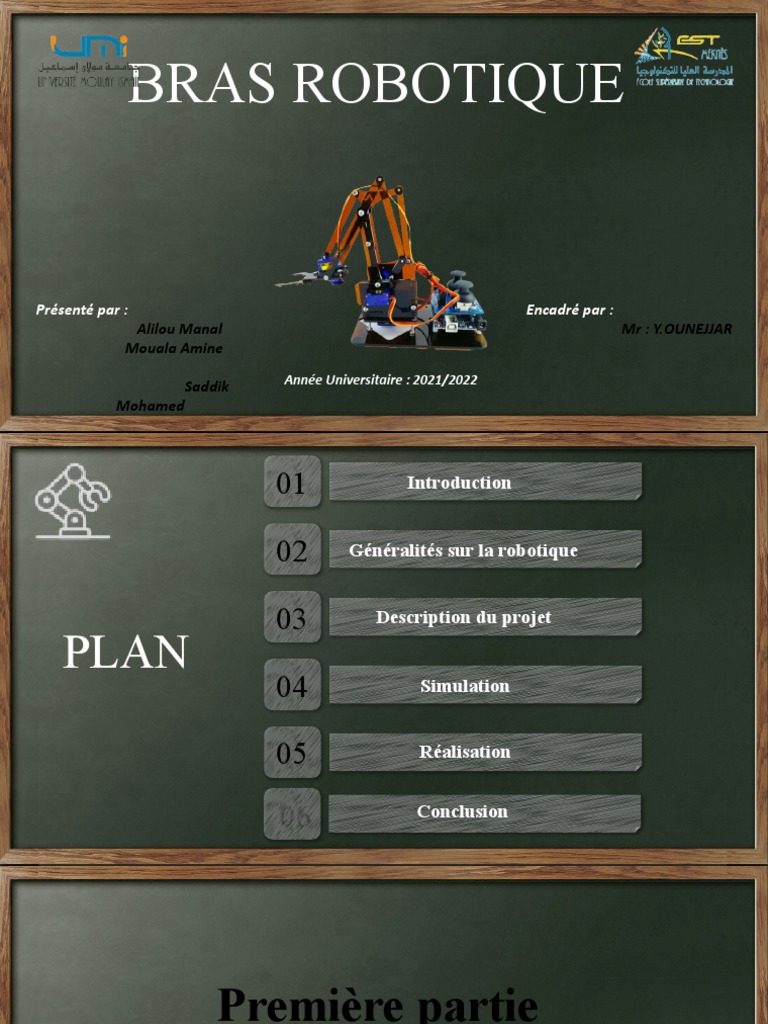 Réalisation D'un Bras Manipulateur À Base D'arduino Présentation | PDF | Robotique | Robot