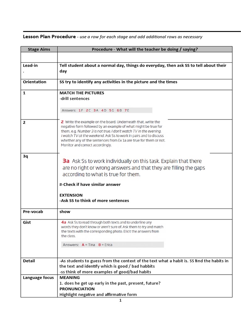 Online Adult Demo Lessonplan | PDF