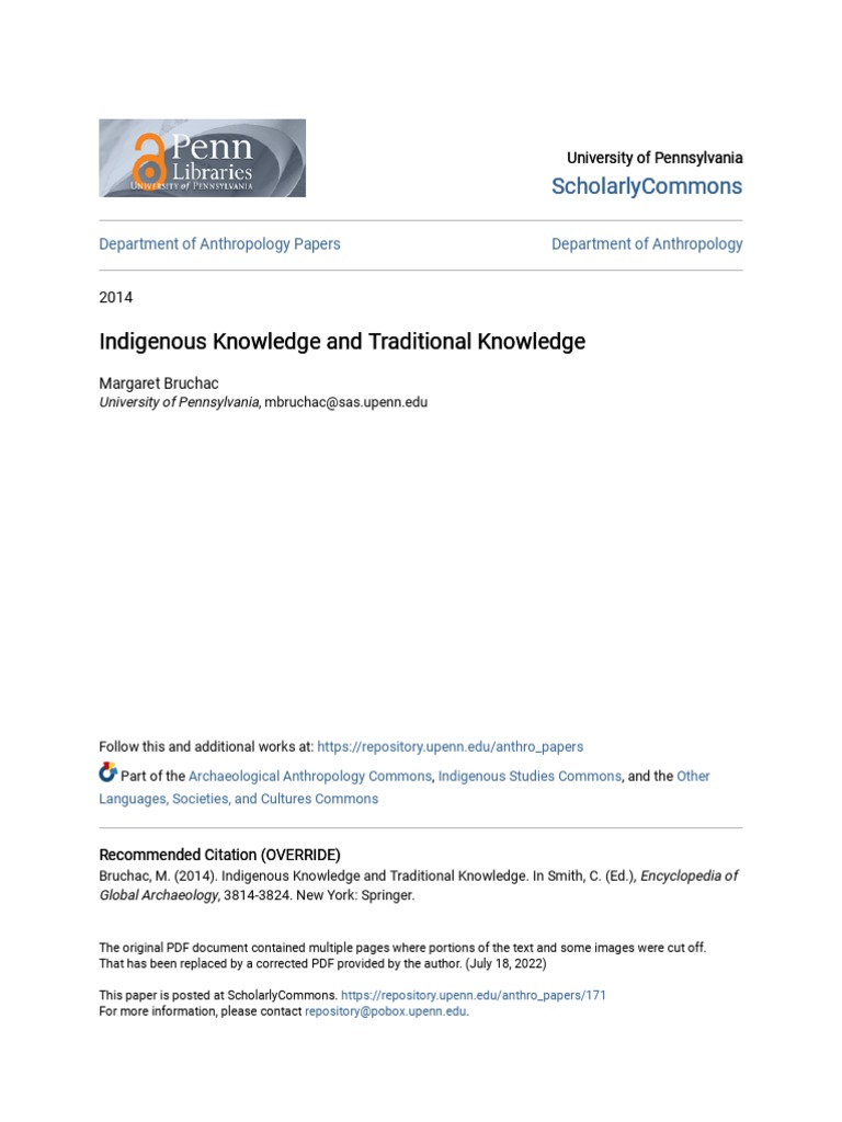 Indigenous Knowledge and Traditional Knowledge Indigenous Knowledge and ...