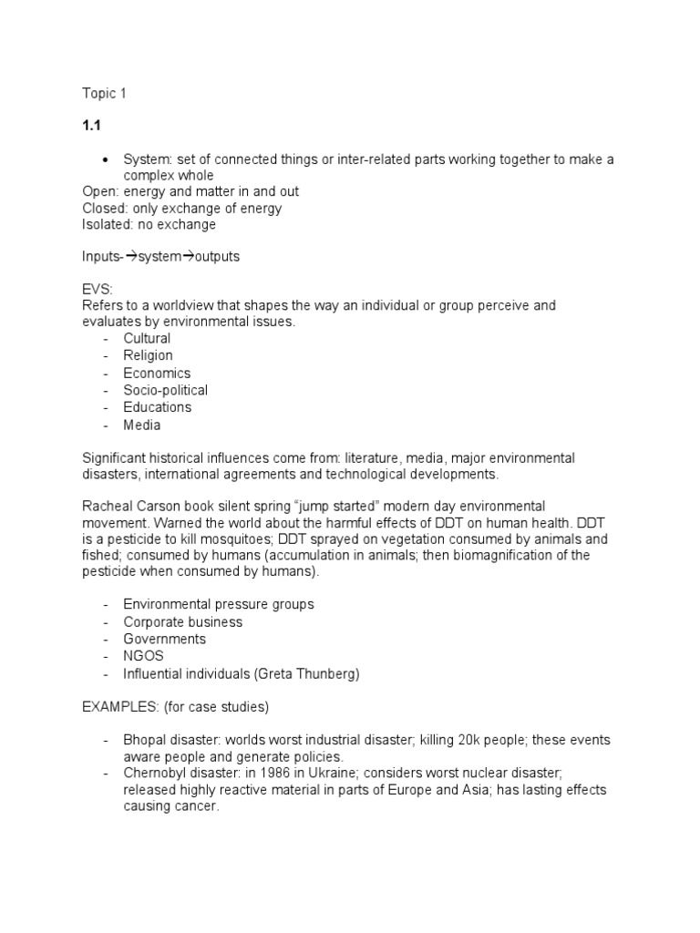 Ibdp Ess Notes Topic 1 | Download Free PDF | Sustainability | Water ...