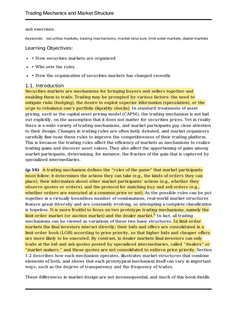 Trading Mechanisms in Securities Markets | PDF | Order (Exchange ...