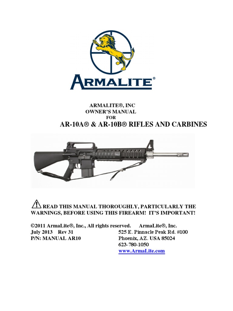 AR 10A AR 10B Rifles Carbines PDF | PDF | Magazine (Firearms ...