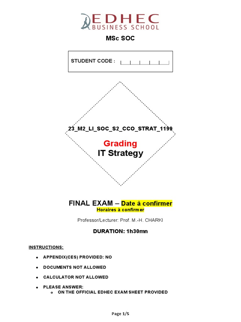 MSc SOC IT Strategy Final Exam Guide | PDF | Enterprise Resource Planning | Cloud Computing