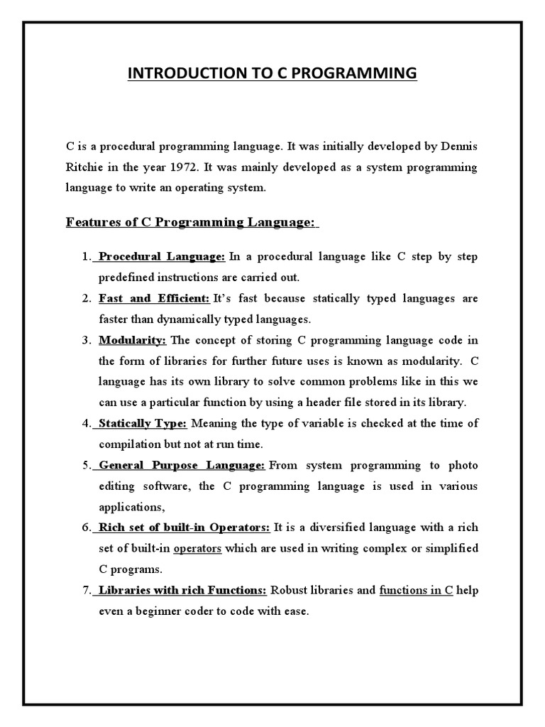 Introduction To C Programming Basics | PDF | Data Type | C (Programming ...