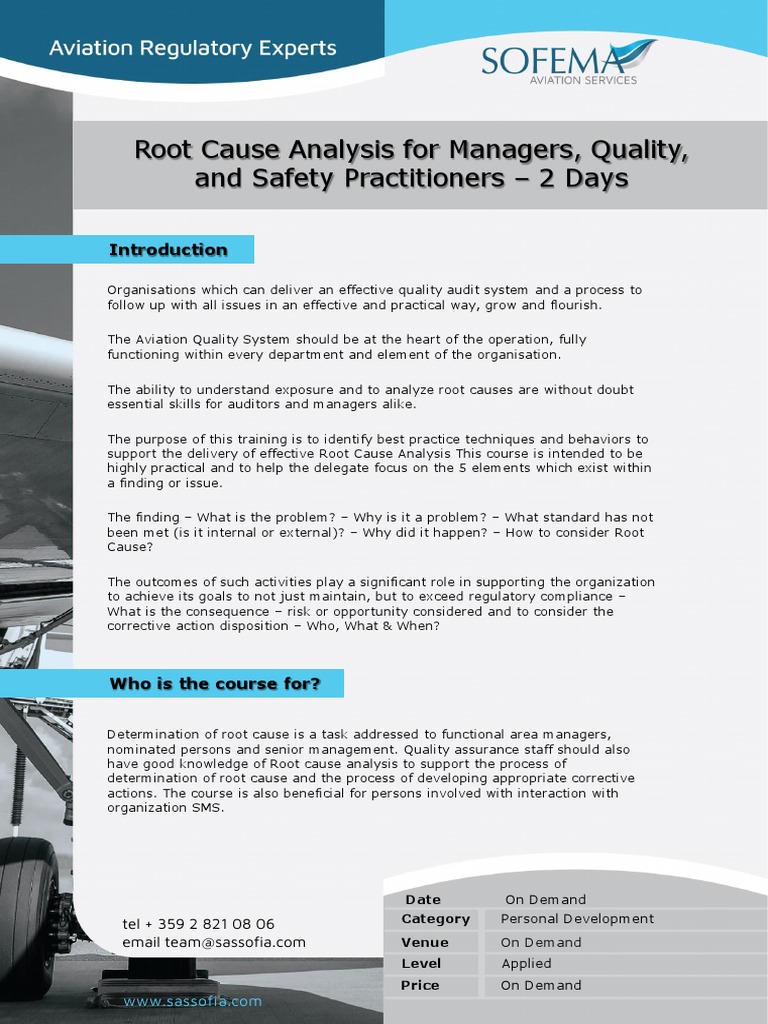 Root Cause Analysis For Managers Quality and Safety Practitioners 2days ...