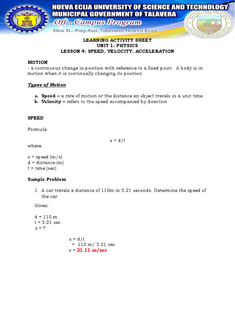 Unit 1 Physics Lesson 3 Newtons Law of Motion PDF | PDF | Speed | Velocity