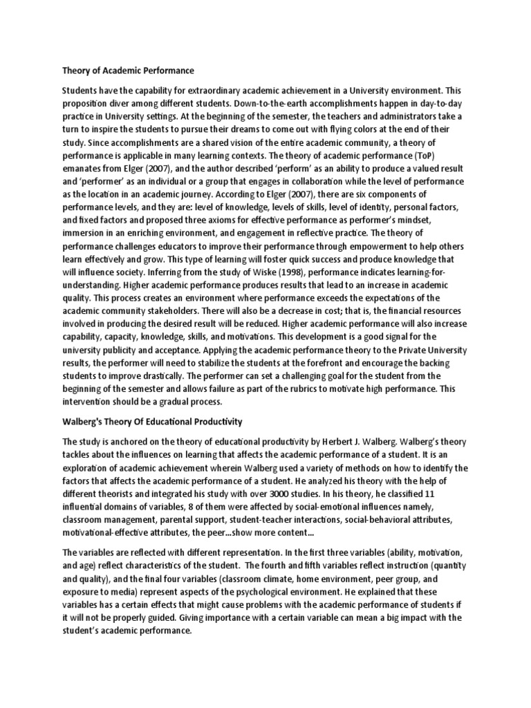 Theory of Academic Performance | PDF | Motivation | Motivational