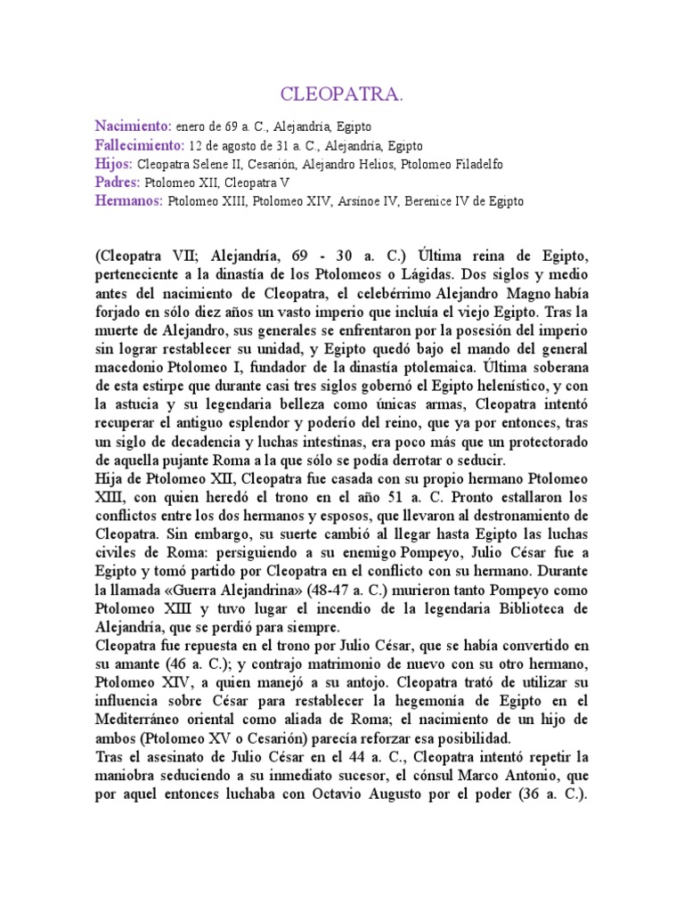 CLEOPATRA | PDF | Cleopatra | Augusto